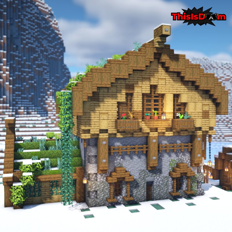 Viking Tower House and Cactus Farm (Build and Litematic) Minecraft Map