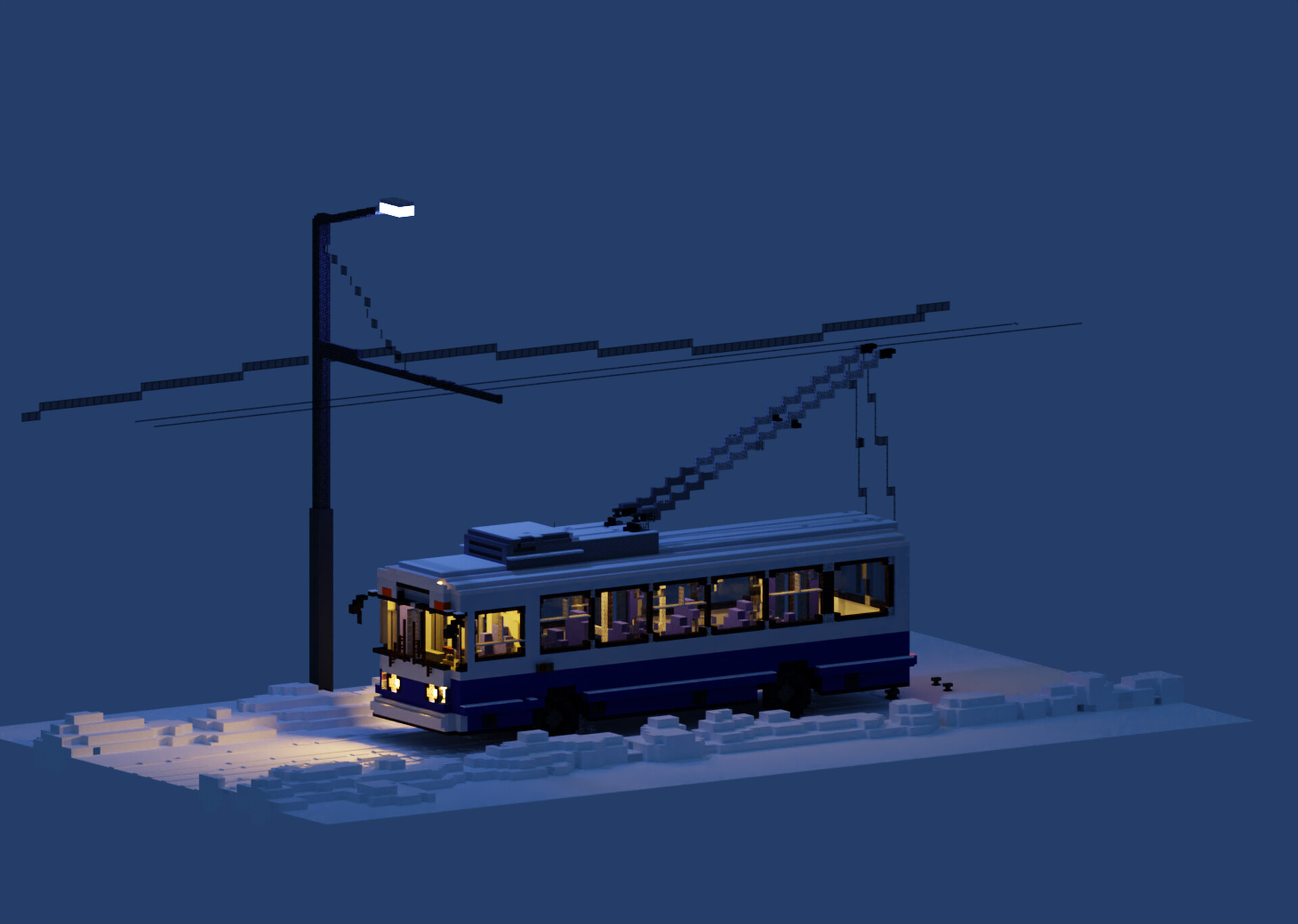 Winter trolleybus Minecraft Map