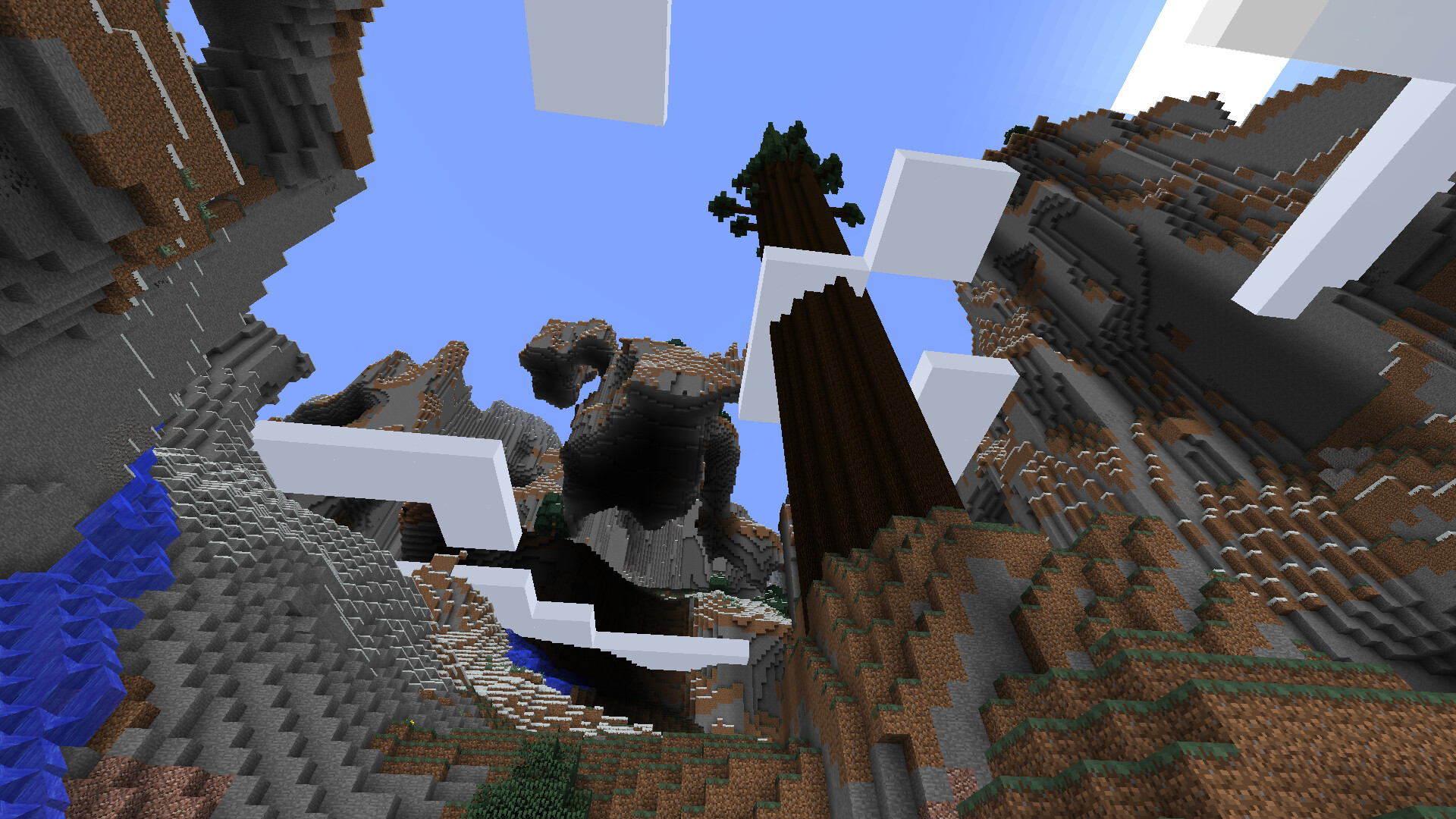 Huge Spruce Tree in very steep terrain map Minecraft Map
