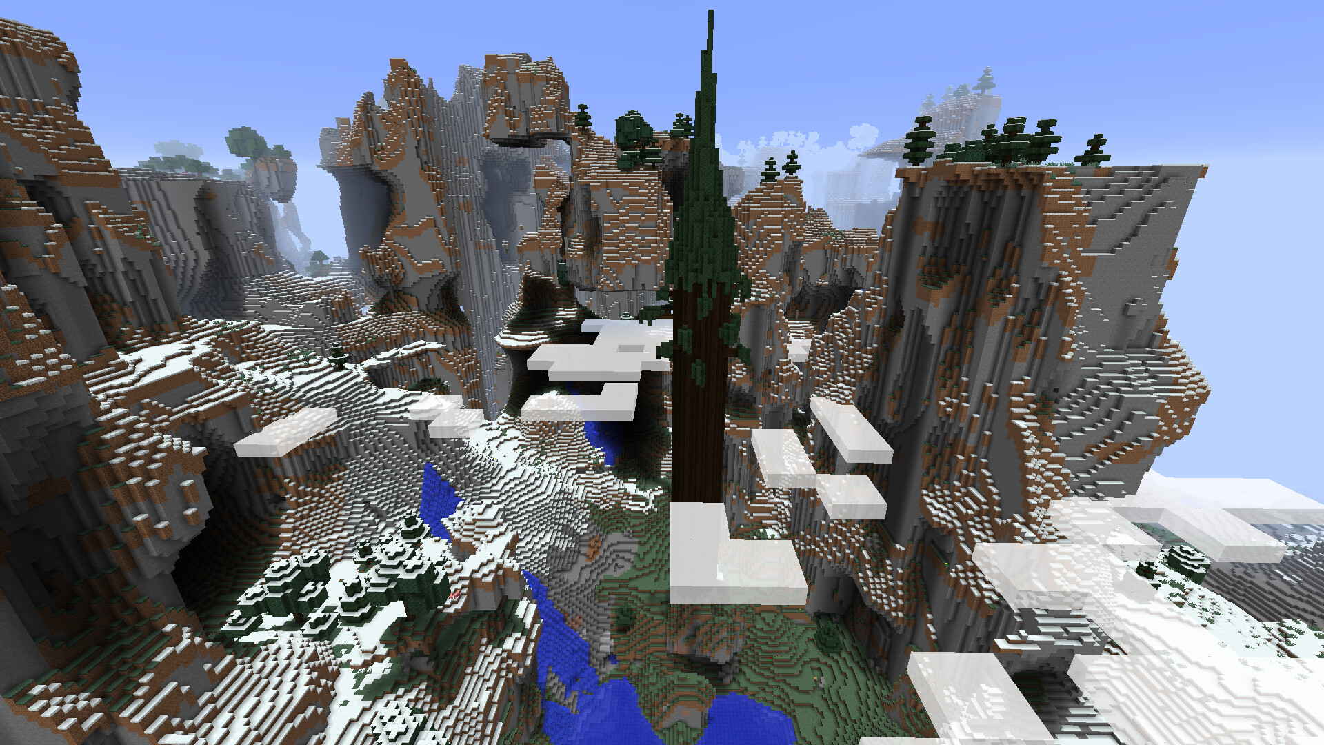 Huge Spruce Tree in very steep terrain map Minecraft Map