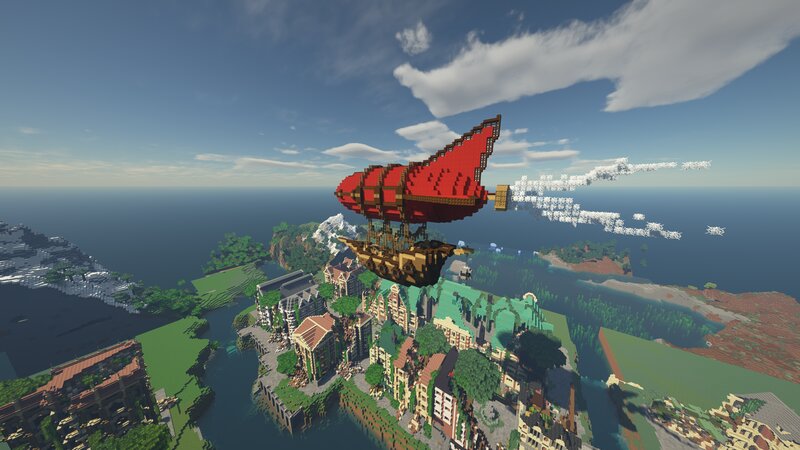 Flying Steampunk Airship Minecraft Map