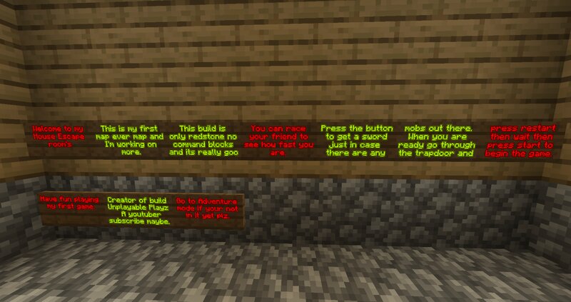 Playz House Escape. (First map) Minecraft Map