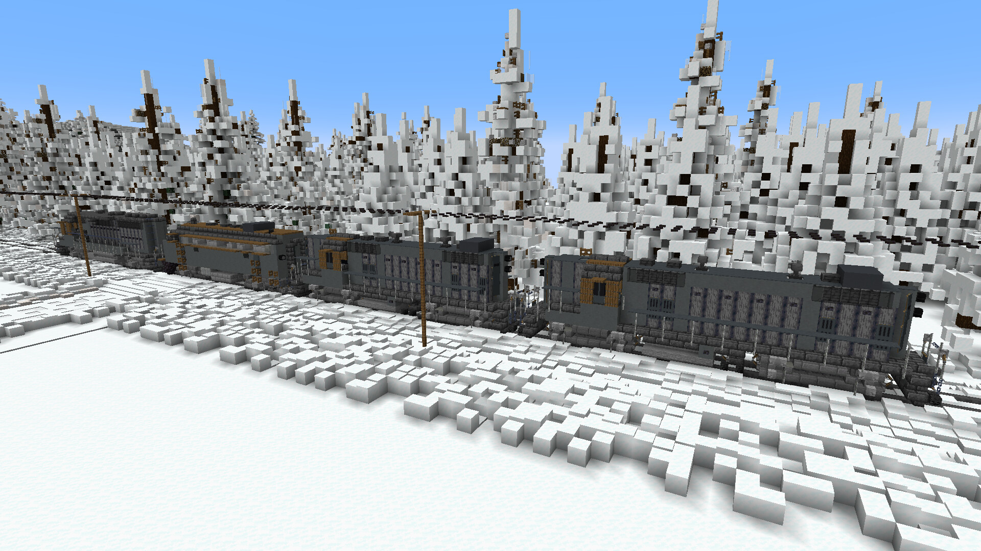 4 locomotives from the movie Runaway Train 1985 Minecraft Map