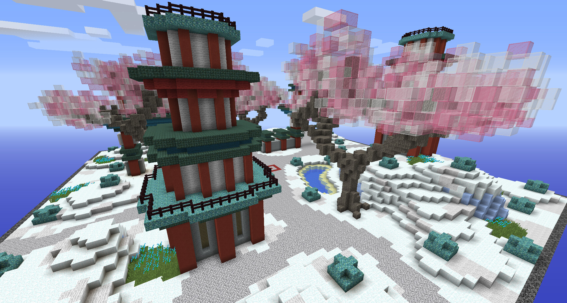 Oriental Snowy Courtyard KOTH [100x100] Minecraft Map