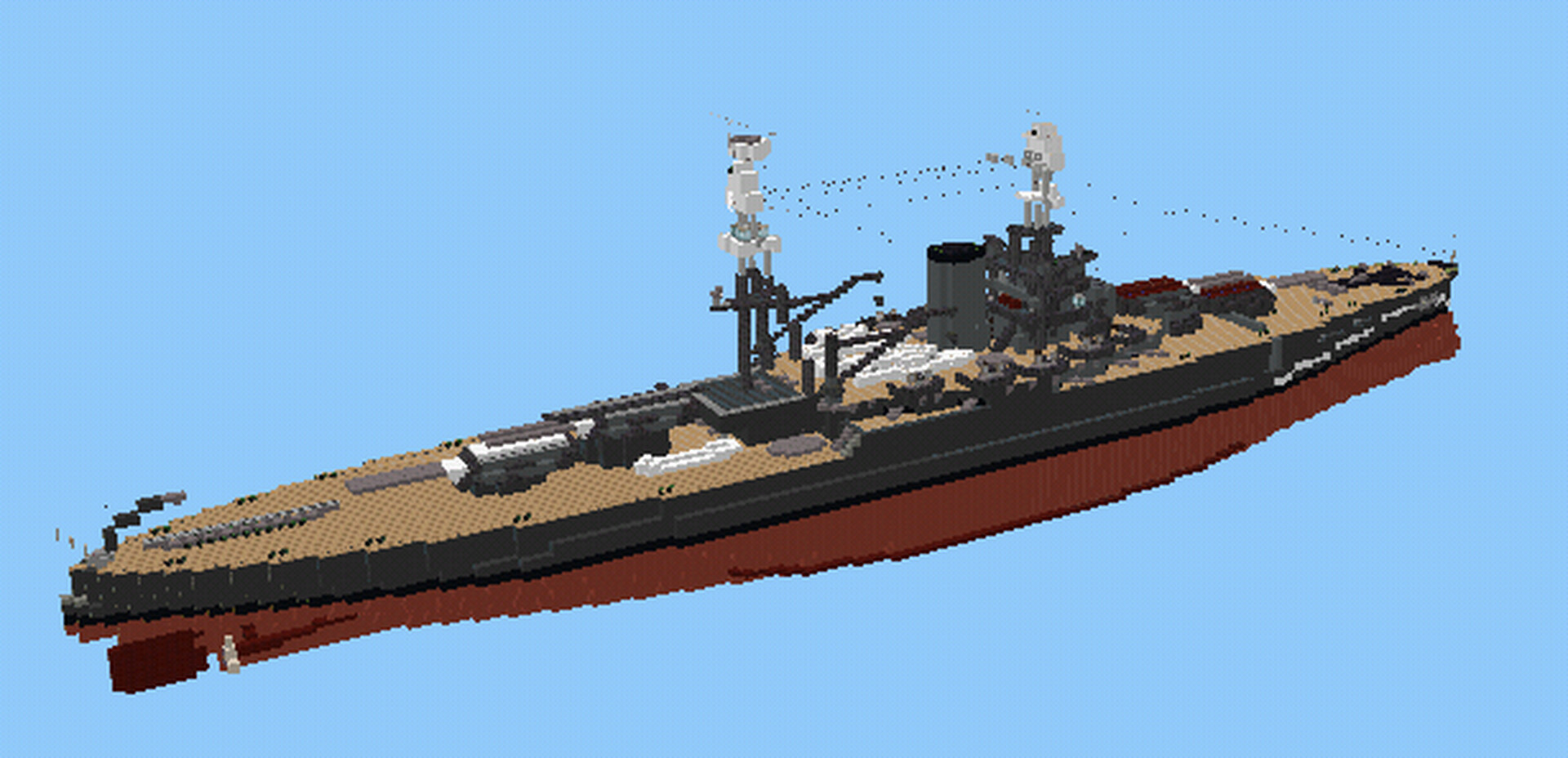 1:1 scale USS Nevada BB-36 and USS Oklahoma BB-37 (1941) Minecraft Map