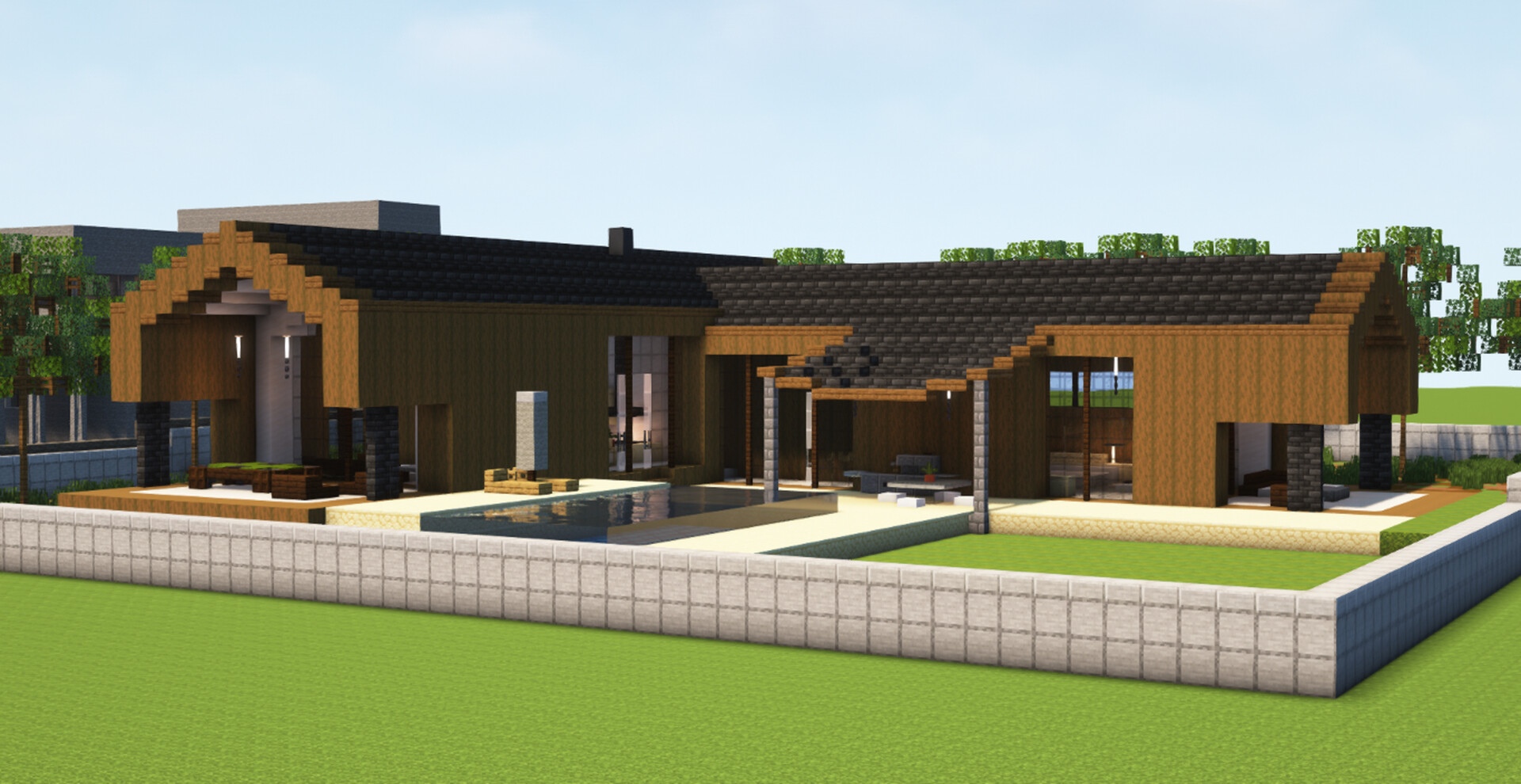 Single-Story Barn Conversion Modern House Minecraft Map