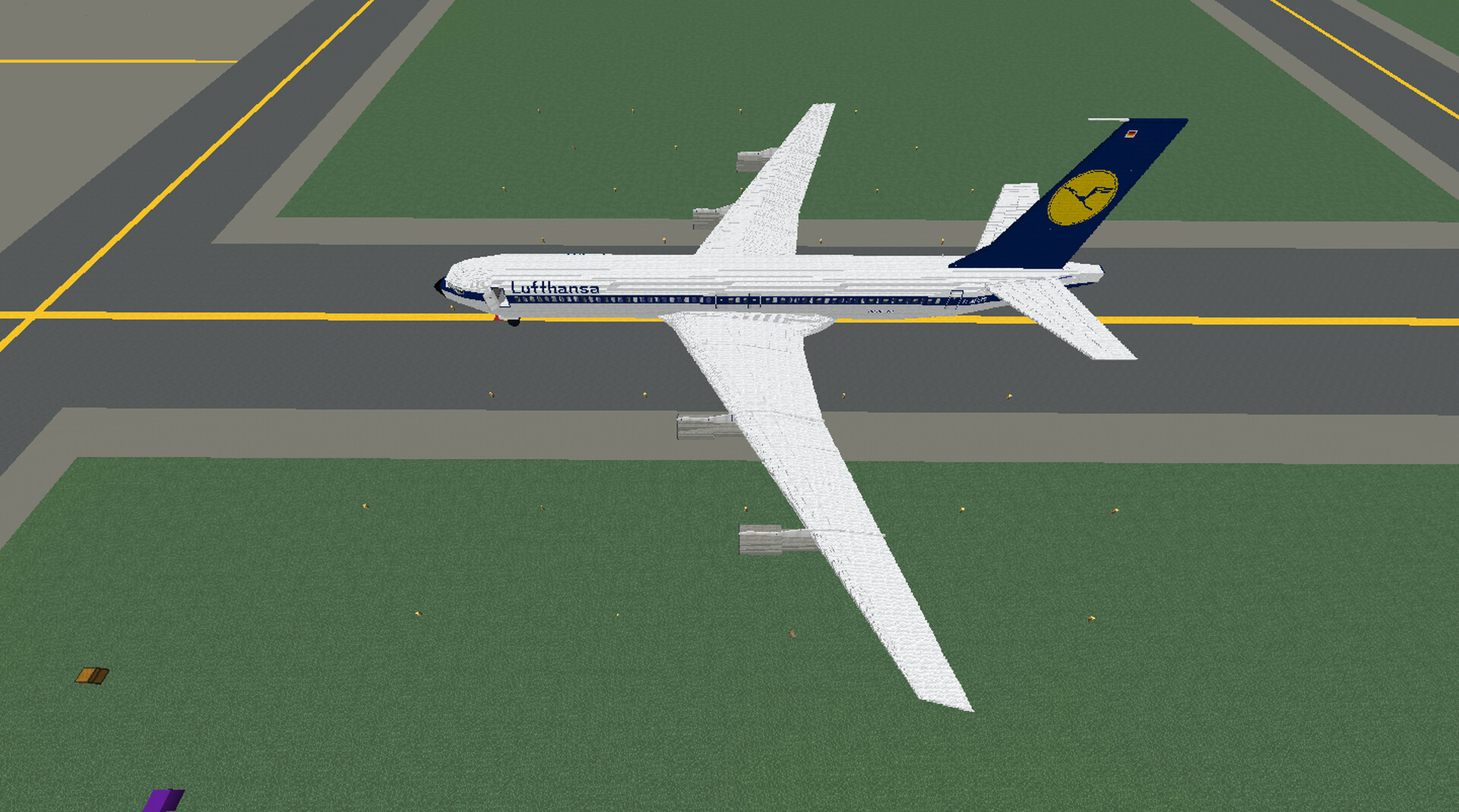 Boeing 707 (little tiles) Lufthansa Minecraft Map