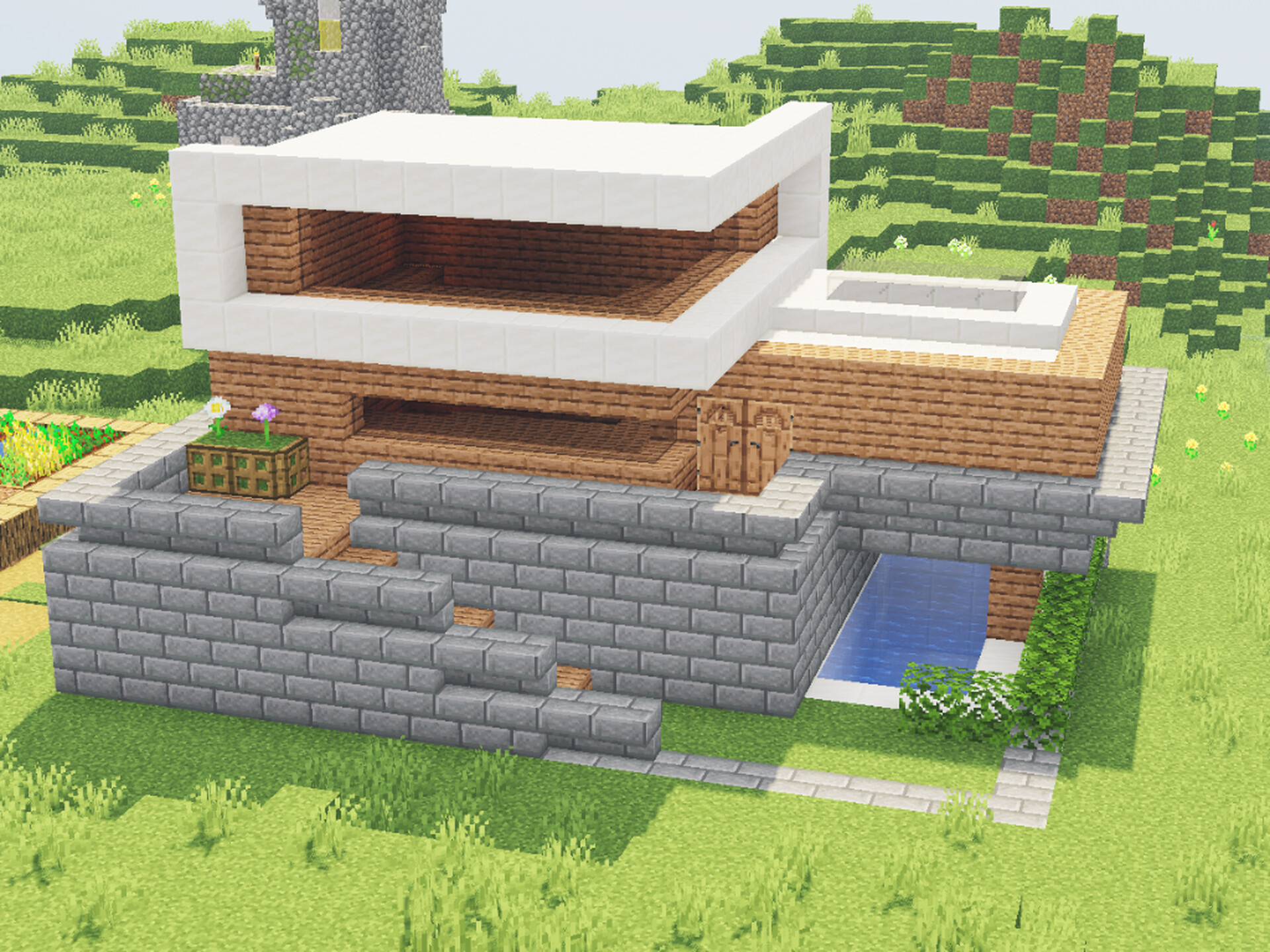 survival modern house Minecraft Map
