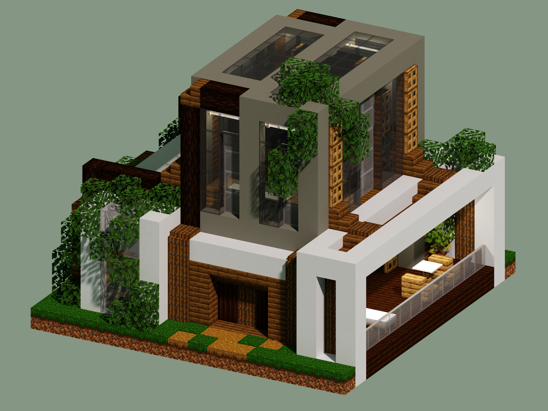 One Chunk Modern Cabin Minecraft Map
