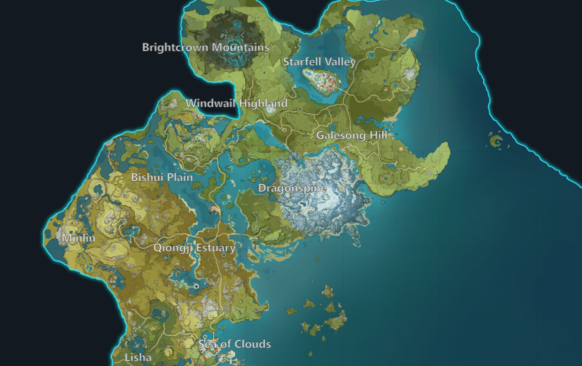 Genshin Flat Teyvat 1:1 Scale Minecraft Map