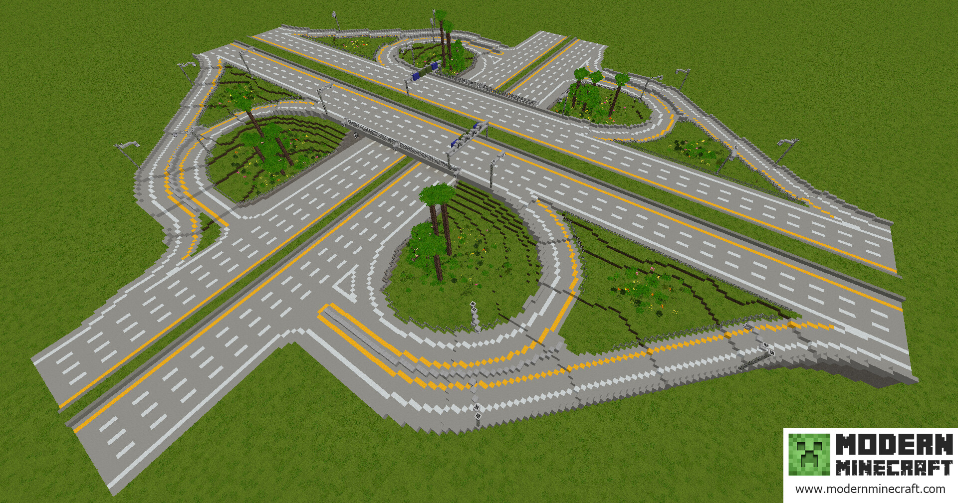 Modern New Roads, Intersection, Highways #1 Minecraft Map