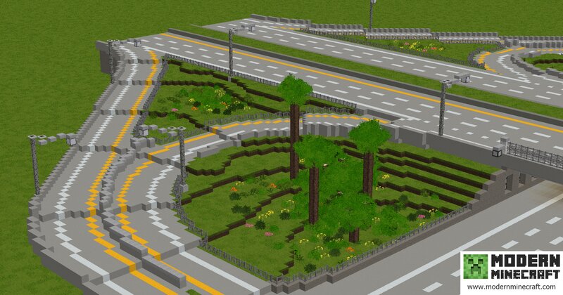 Modern New Roads, Intersection, Highways #1 Minecraft Map