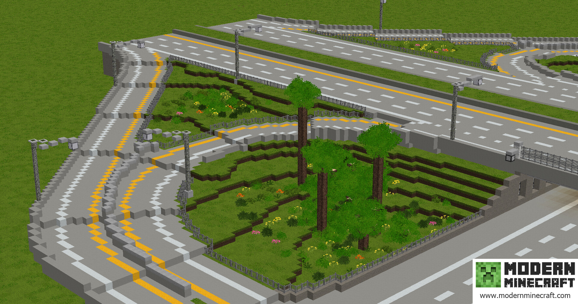 Modern New Roads, Intersection, Highways #1 Minecraft Map