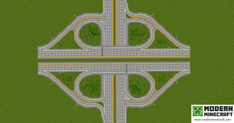 Modern New Roads, Intersection, Highways #1 Minecraft Map