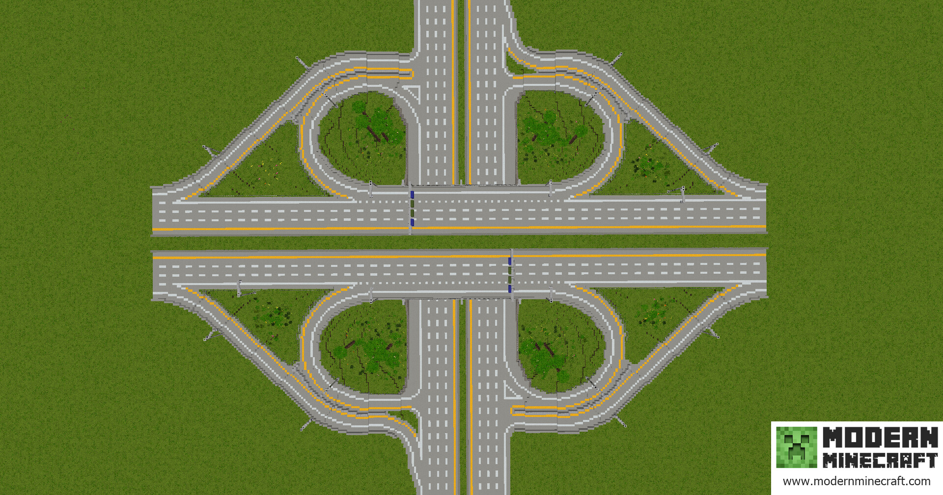 Modern New Roads, Intersection, Highways #1 Minecraft Map