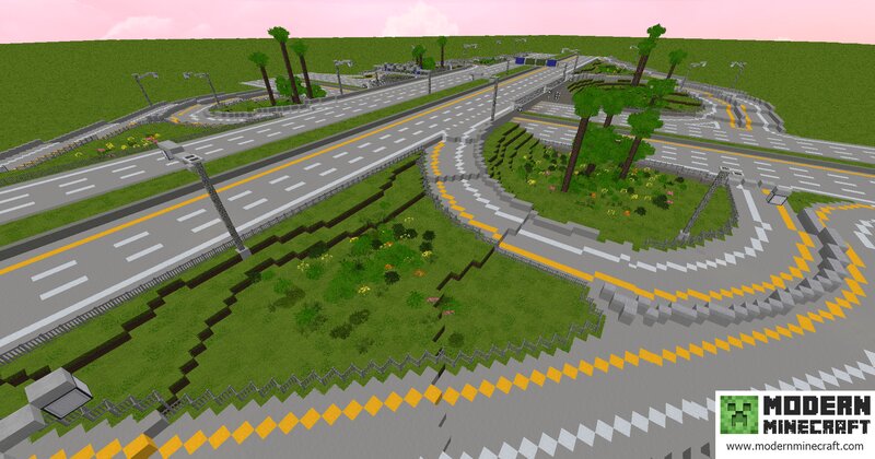 Modern New Roads, Intersection, Highways #1 Minecraft Map
