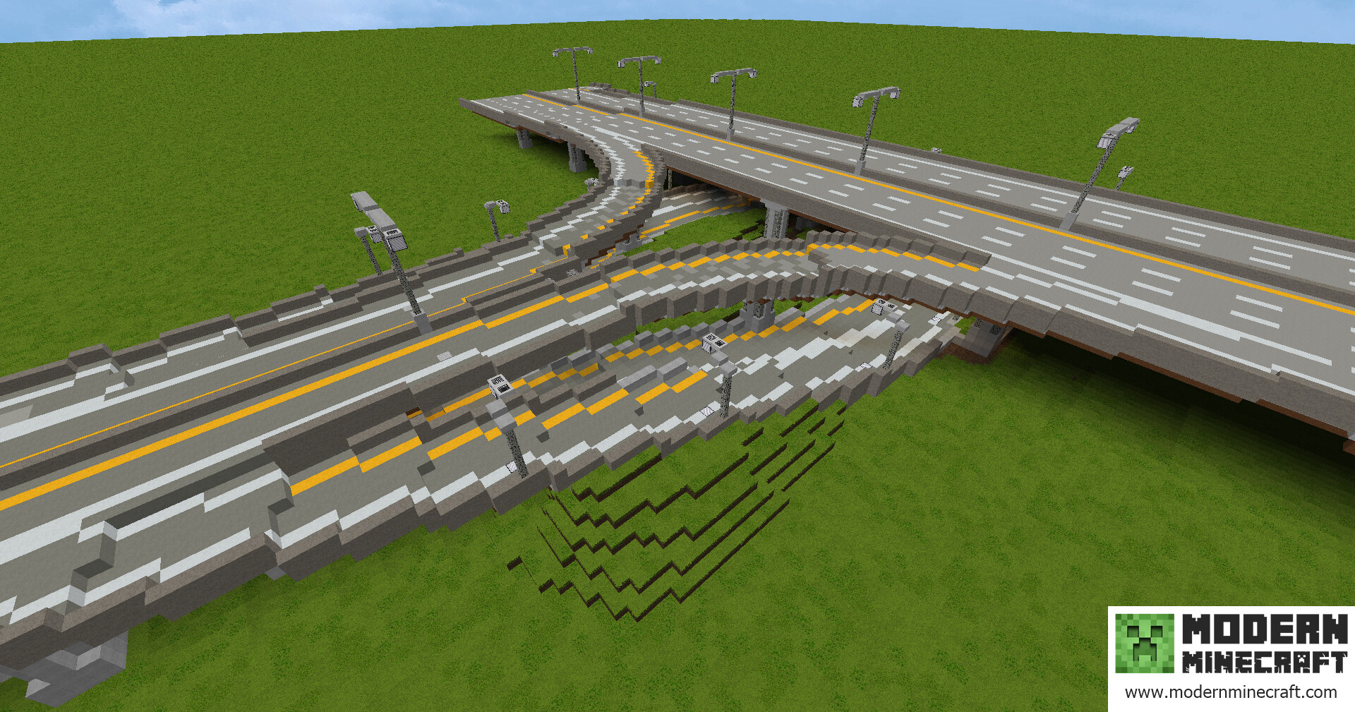 Modern New Roads, Intersection, Highways #2 Minecraft Map