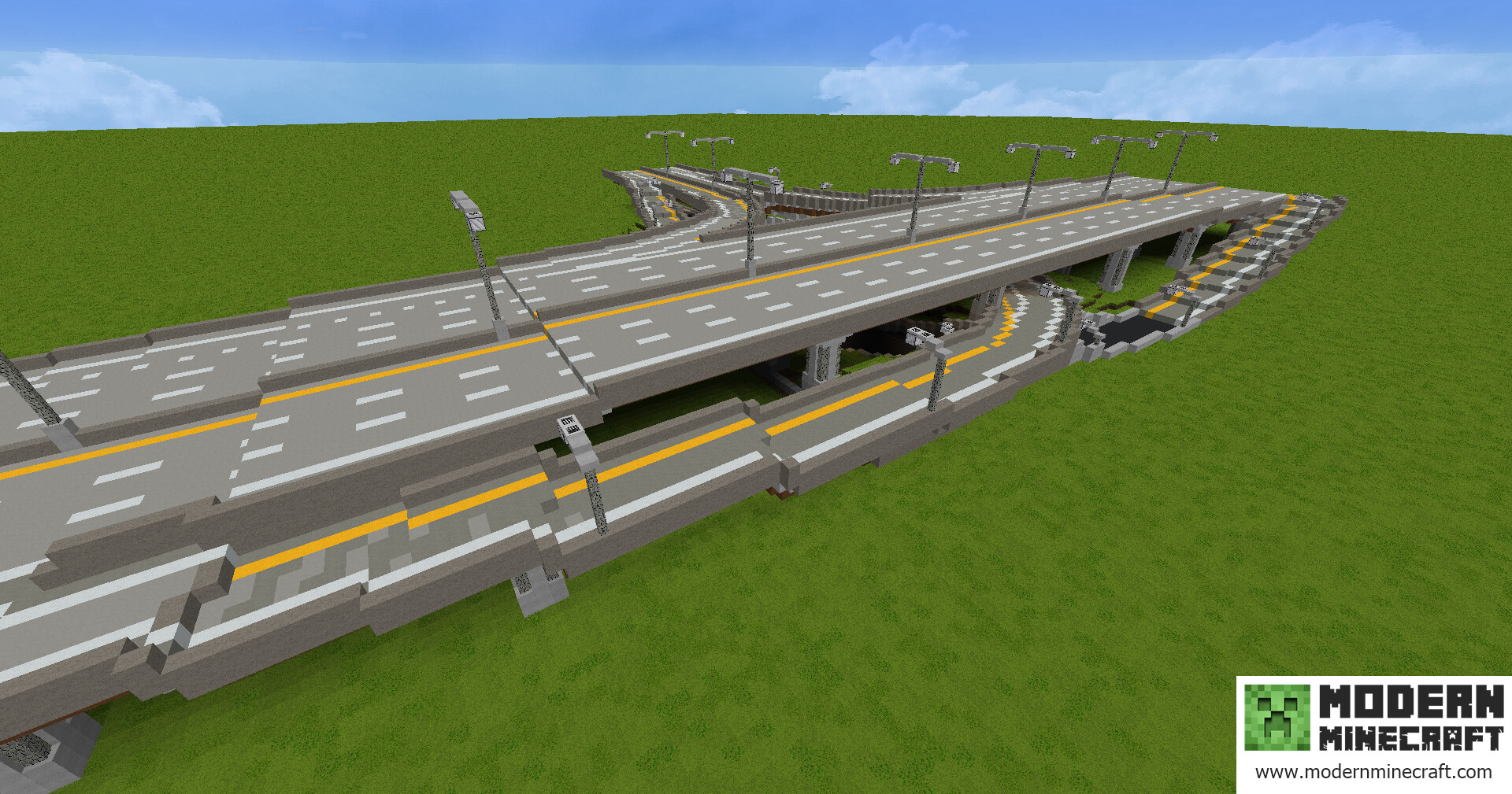 Modern New Roads, Intersection, Highways #2 Minecraft Map