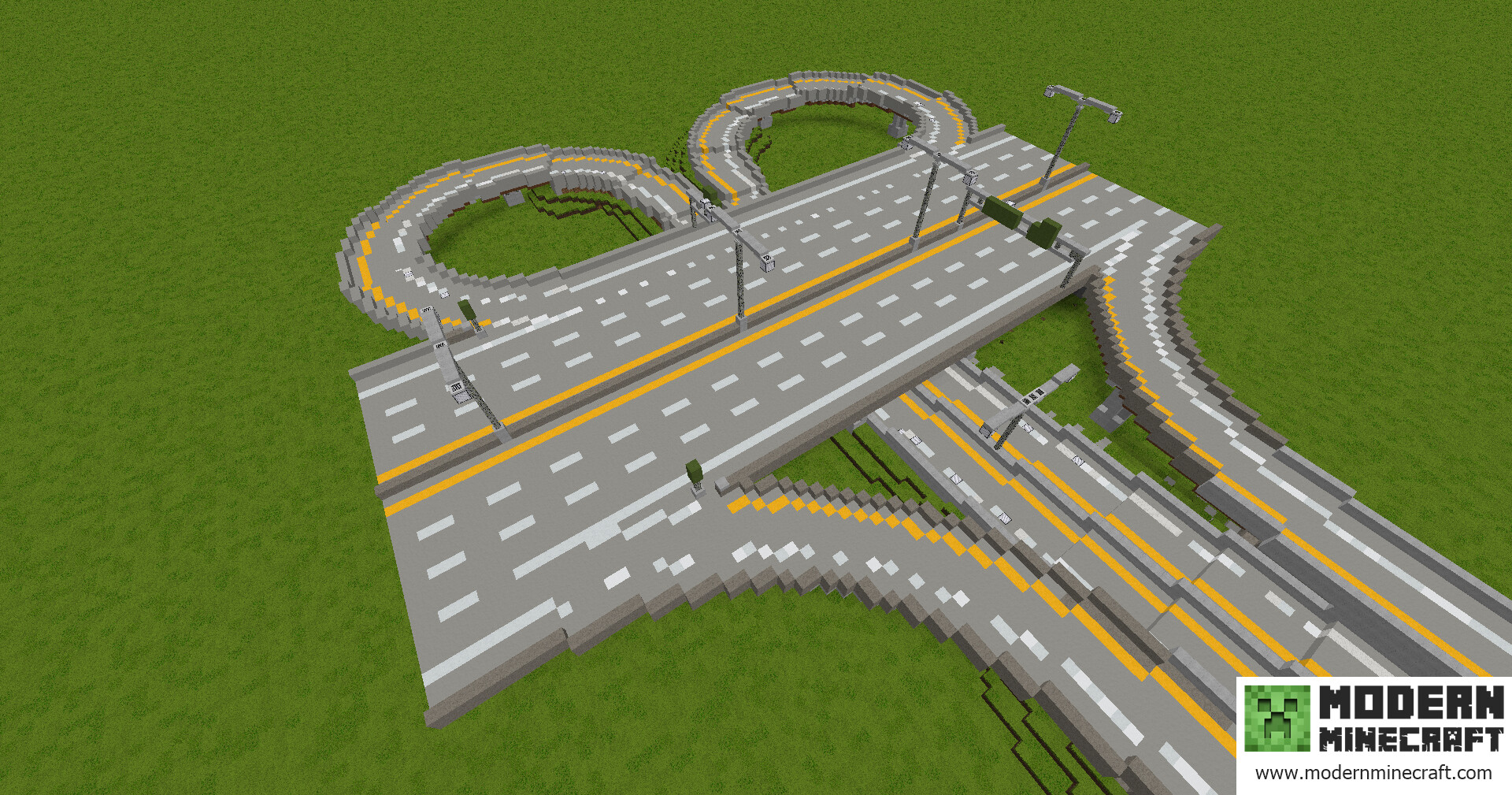 Modern New Roads, Intersection, Highways #3 Minecraft Map