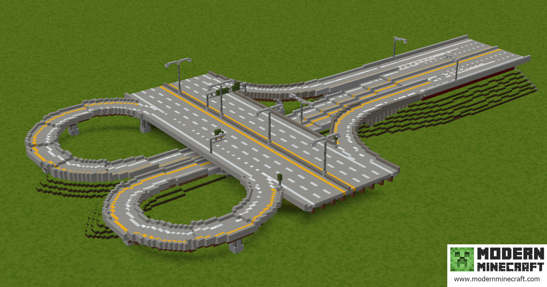 Modern New Roads, Intersection, Highways #3 Minecraft Map