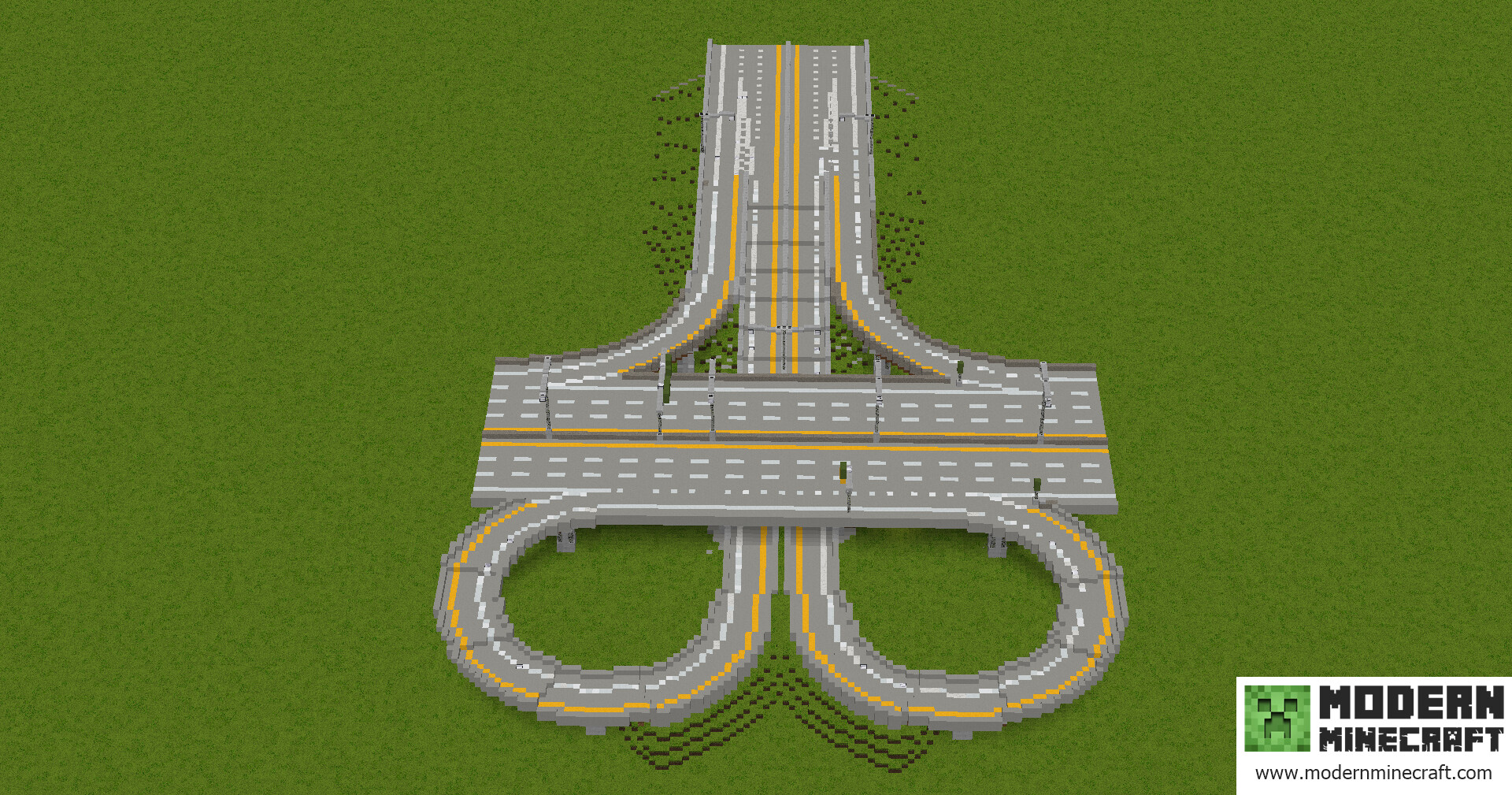 Modern New Roads, Intersection, Highways #3 Minecraft Map