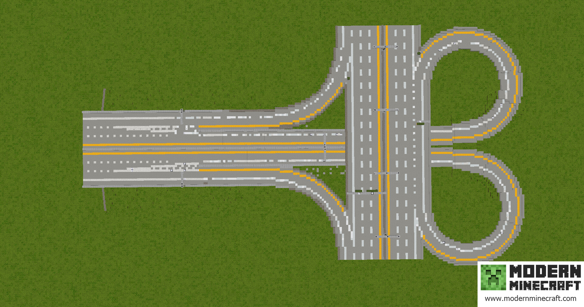 Modern New Roads, Intersection, Highways #3 Minecraft Map