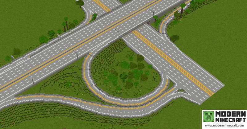 Modern New Roads, Intersection, Highways #4 Minecraft Map