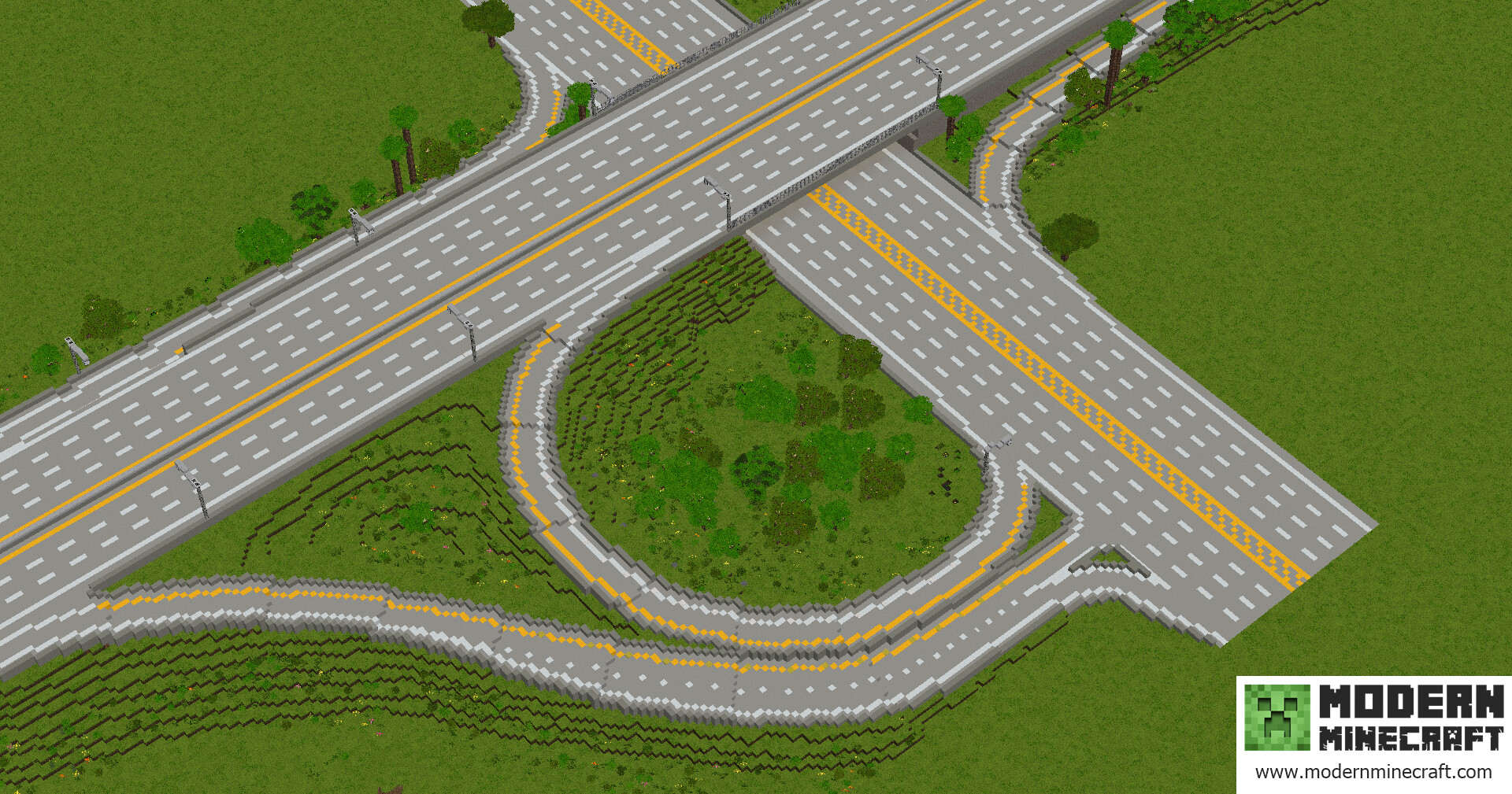 Modern New Roads, Intersection, Highways #4 Minecraft Map