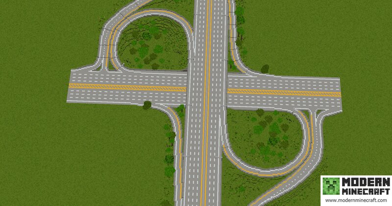 Modern New Roads, Intersection, Highways #4 Minecraft Map