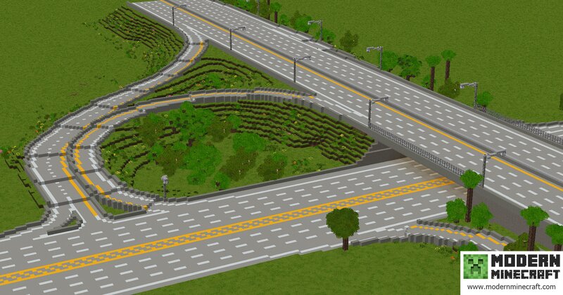 Modern New Roads, Intersection, Highways #4 Minecraft Map