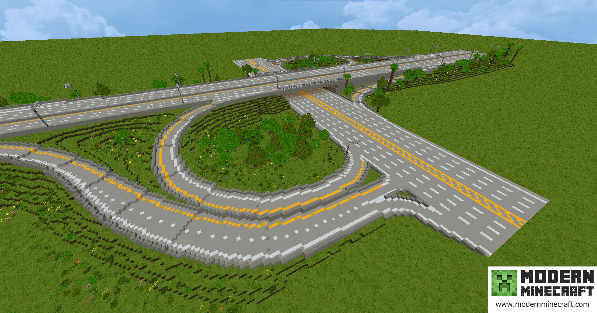 Modern New Roads, Intersection, Highways #4 Minecraft Map