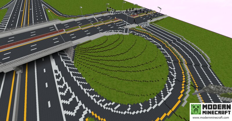 Modern New Roads, Intersection, Highways #5 Minecraft Map