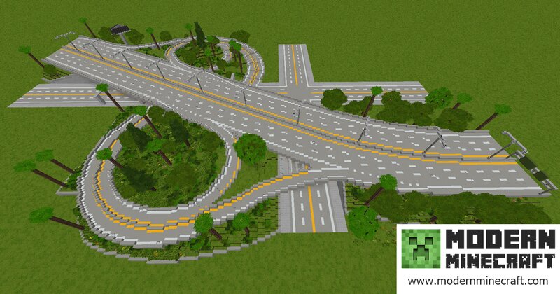 Modern New Roads, Intersection, Highways #6 Minecraft Map