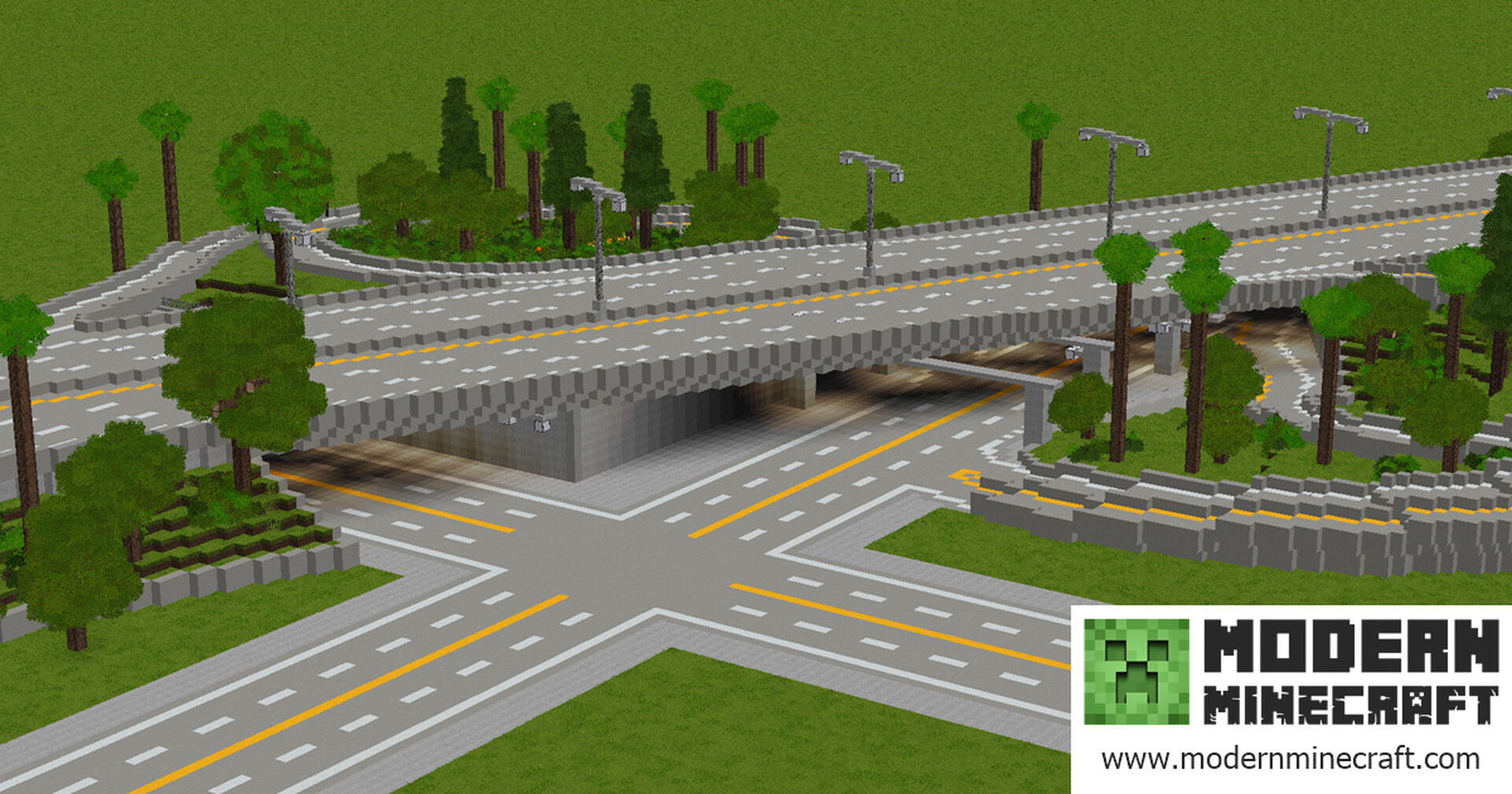 Modern New Roads, Intersection, Highways #6 Minecraft Map