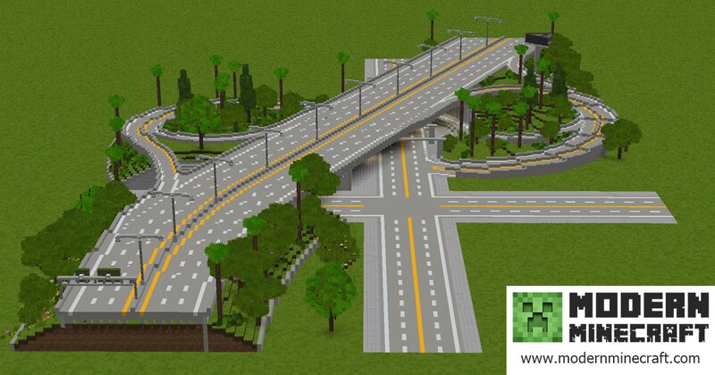 Modern New Roads, Intersection, Highways #6 Minecraft Map