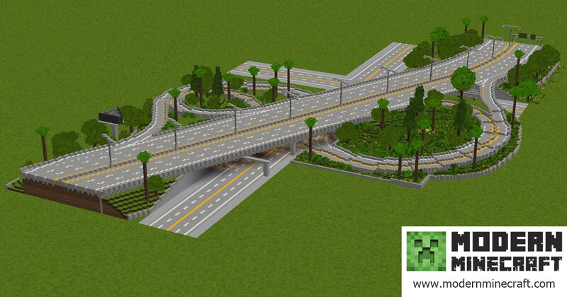 Modern New Roads, Intersection, Highways #6 Minecraft Map