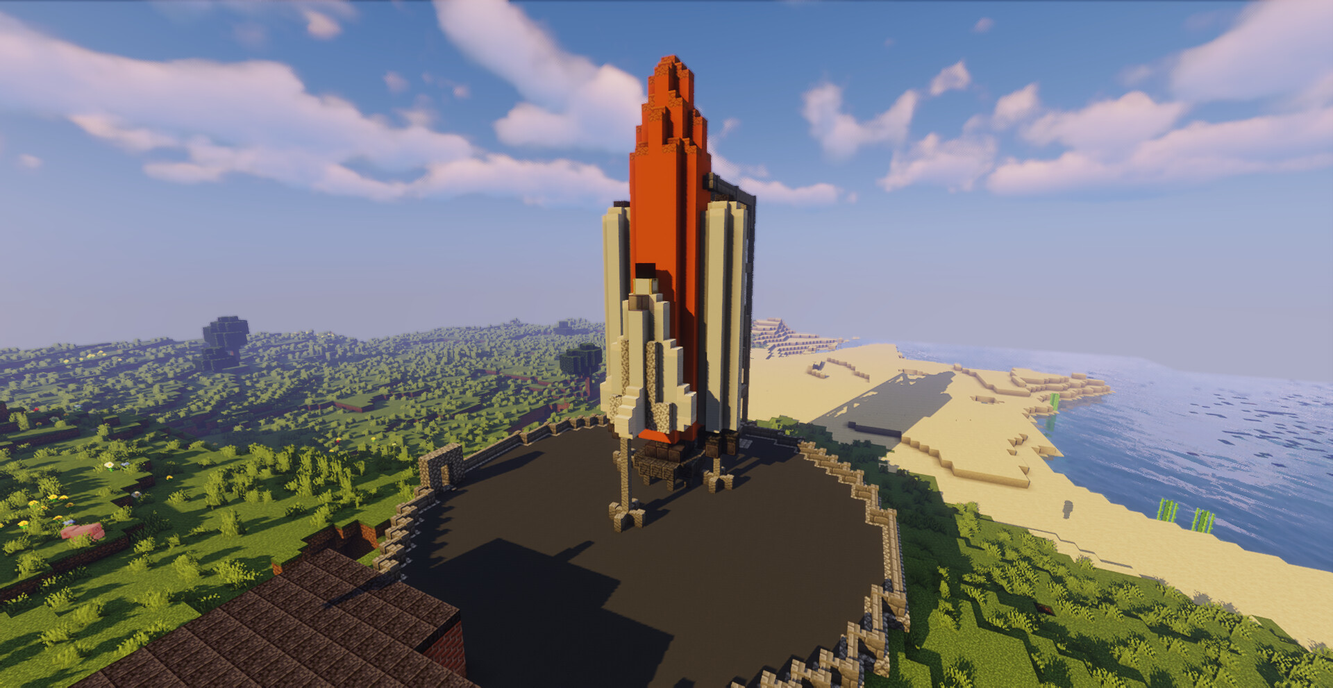 Space shuttle with launch pad Minecraft Map