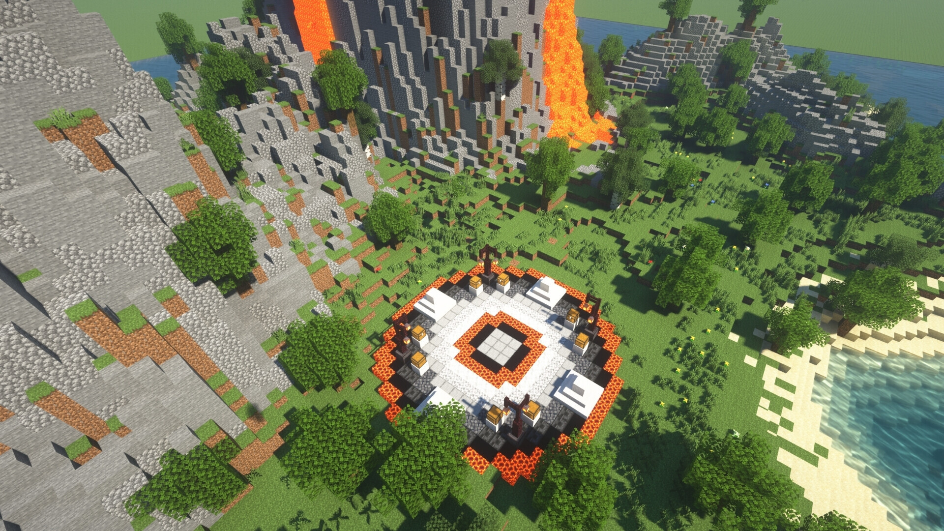 Volcano Island Hub - Java, Bedrock + schematic Minecraft Map