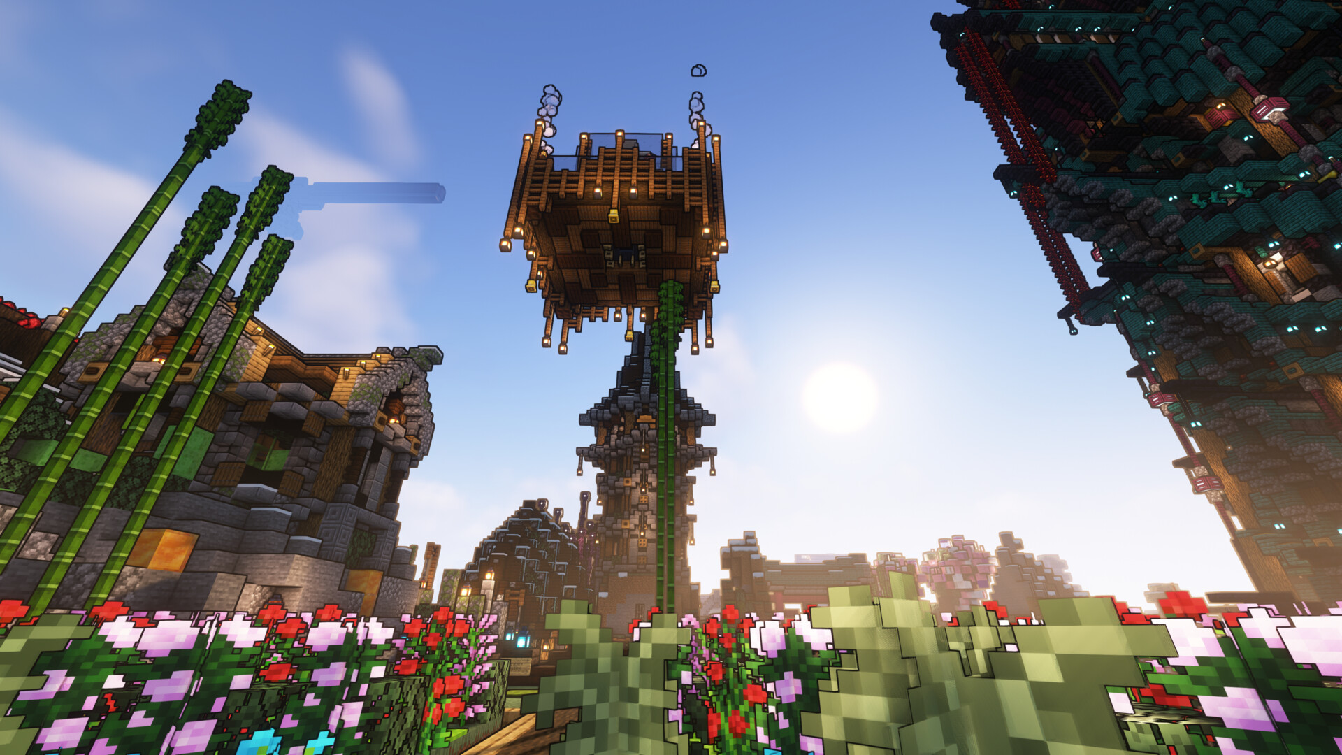 Three Towers with Treasure Hunt - Survival World Minecraft Map