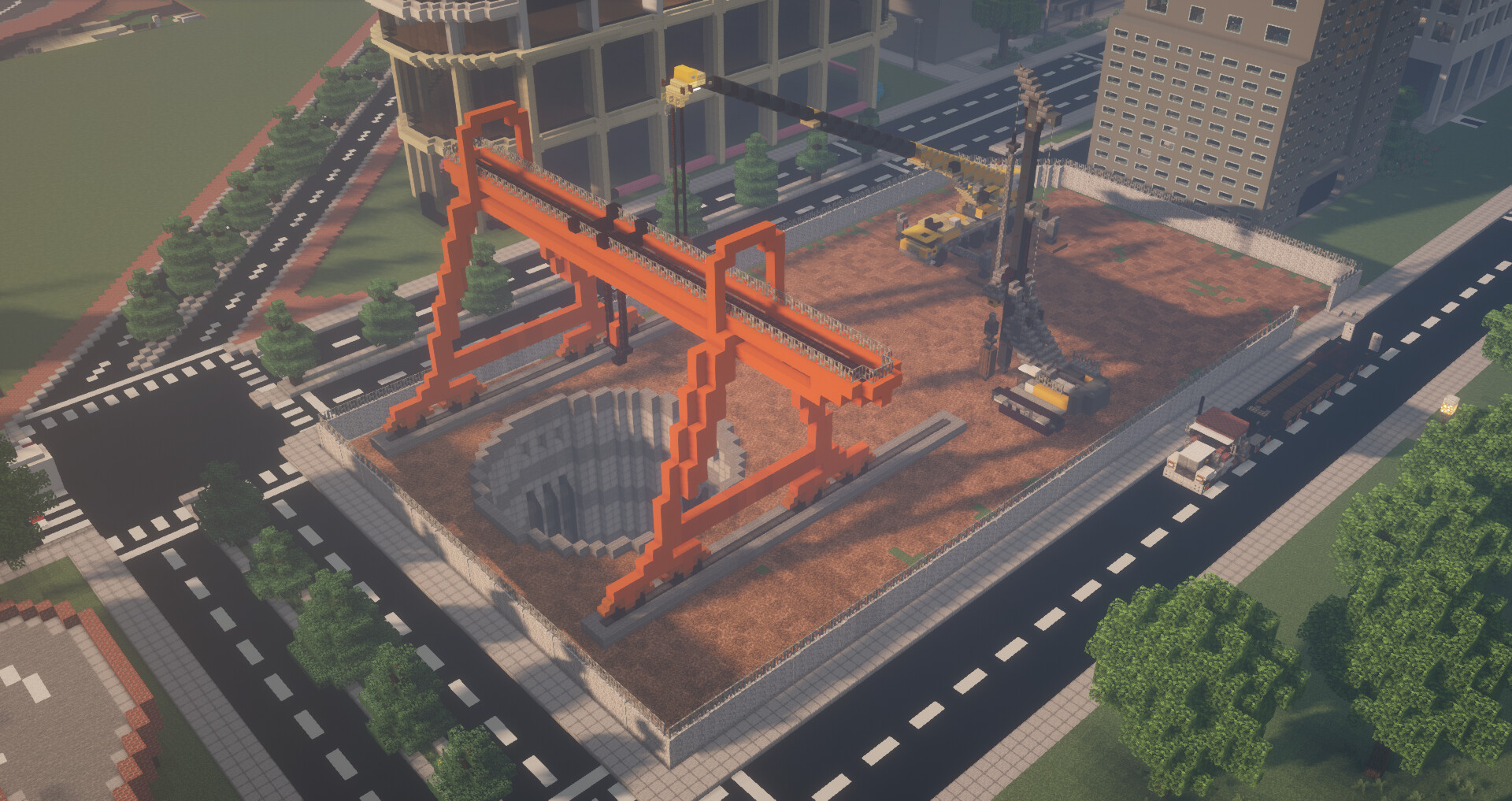 Minecraft Shaft Crane for underground subway constructions (Gantry Crane) Minecraft Map