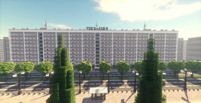 Eastern European fictional Soviet residential building Minecraft Map