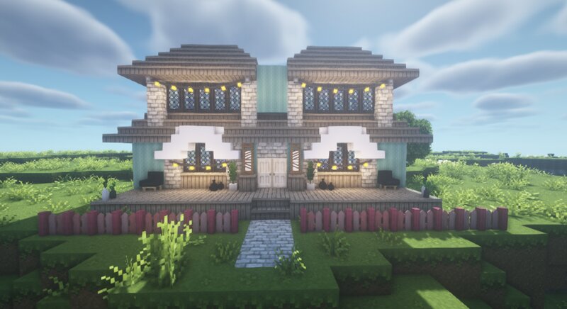 Cute Aesthetic House ( next to village) Minecraft Map