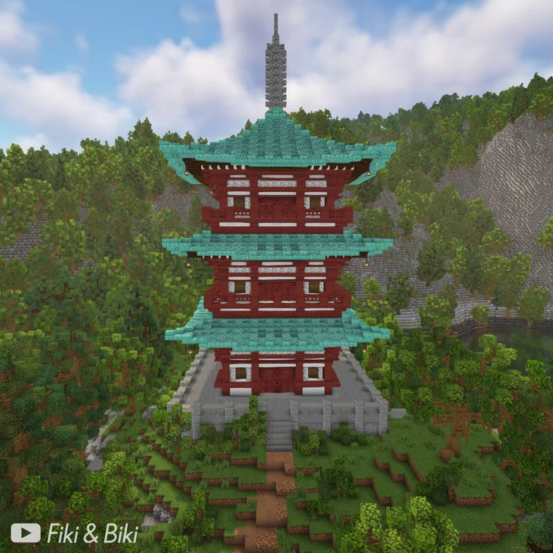 Red & White Japanese Pagoda Minecraft Map