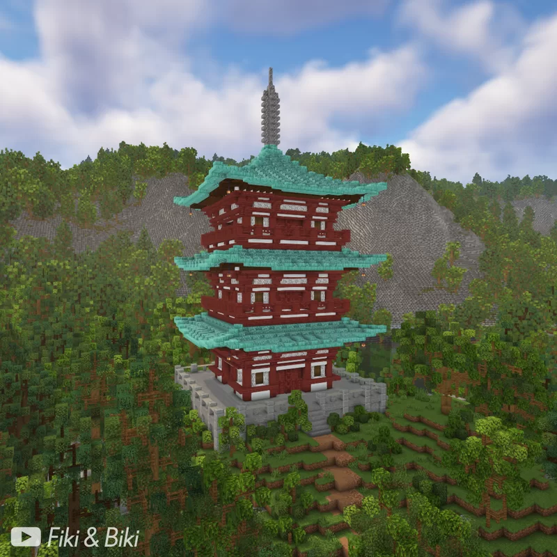 Red & White Japanese Pagoda Minecraft Map