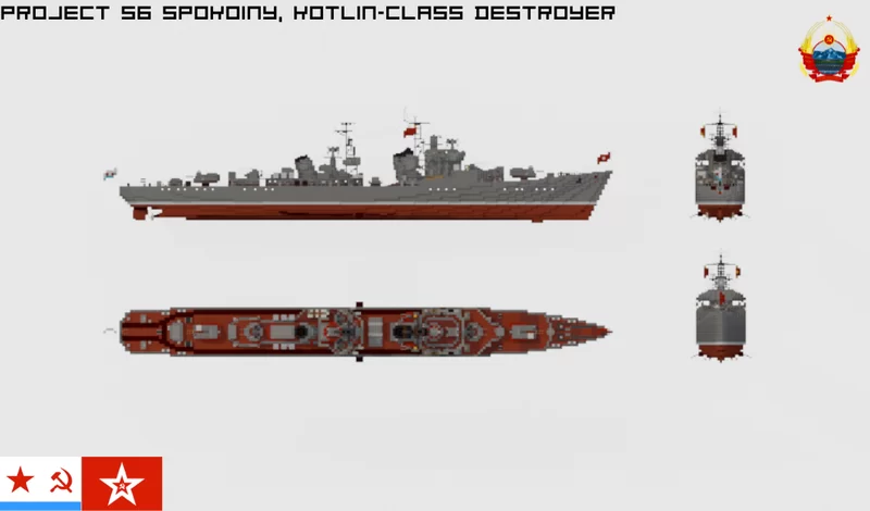 Soviet navy: Project 56 Spoykoiny, Kotlin-class destroyer Minecraft Map