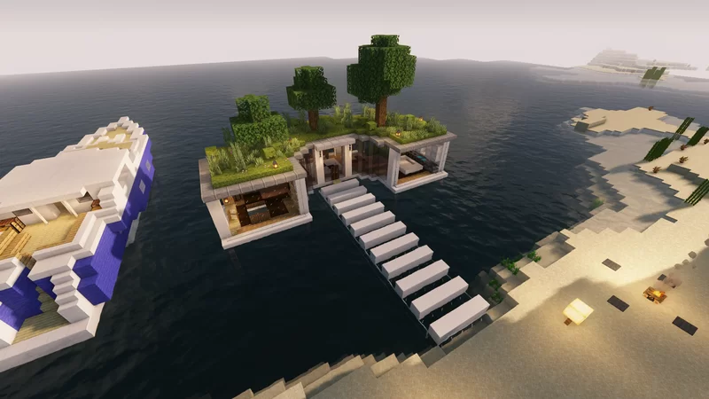 Small Mordern House by the shore Minecraft Map