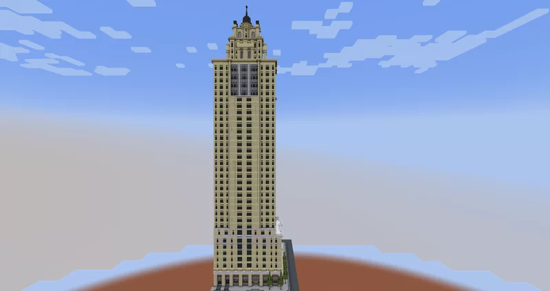 Fictional 1940s 1:1 scale chicago limestone tower Minecraft Map