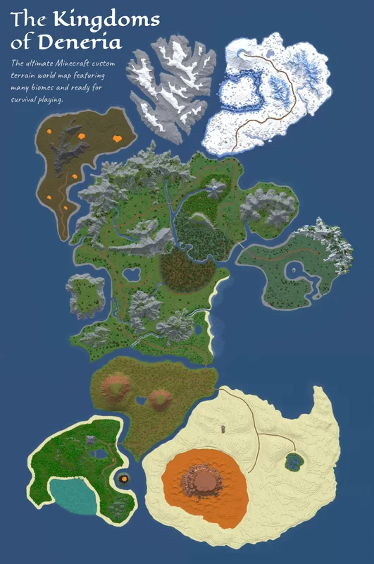 Kingdoms of Deneria: a survival-ready Minecraft custom terrain world ...