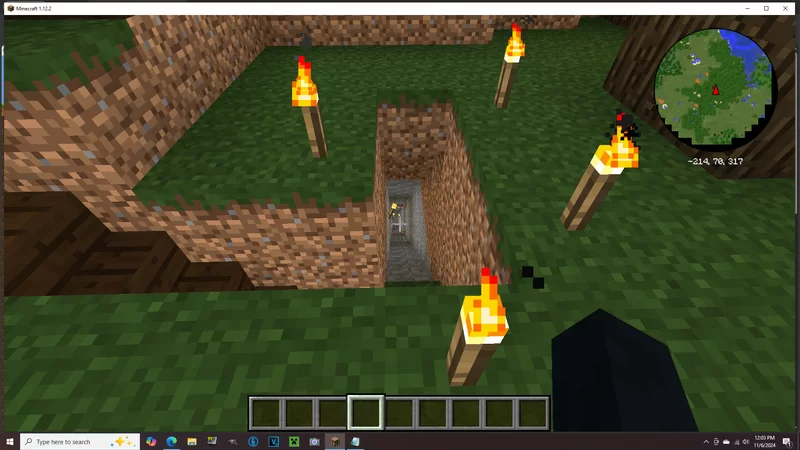 Simple starting house and mine shaft in a dark forest for Java minecraft v 1.12.2 Minecraft Map