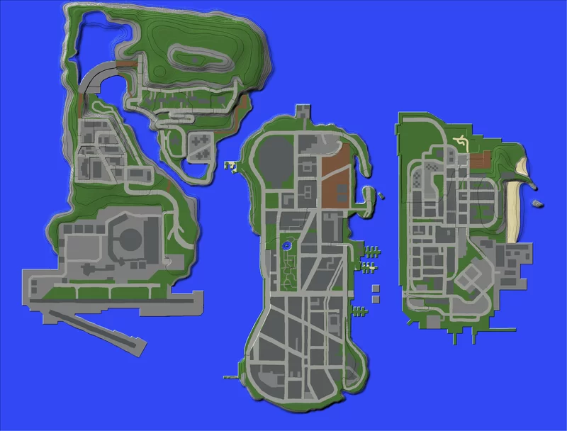 GTA III Liberty City terrain map (with roadmark) Minecraft Map